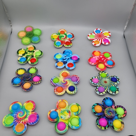 Toys | 12 Pack Fidget Spinner Pop It 2in1 Bubble Popper Sensory Toys ...